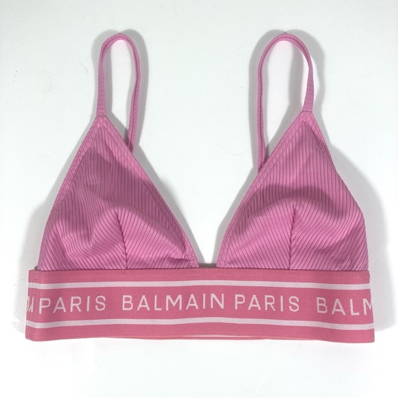 Balmain | Swim | Nwt Balmain Paris Pink Logo Band Ribbed Two Piece ...